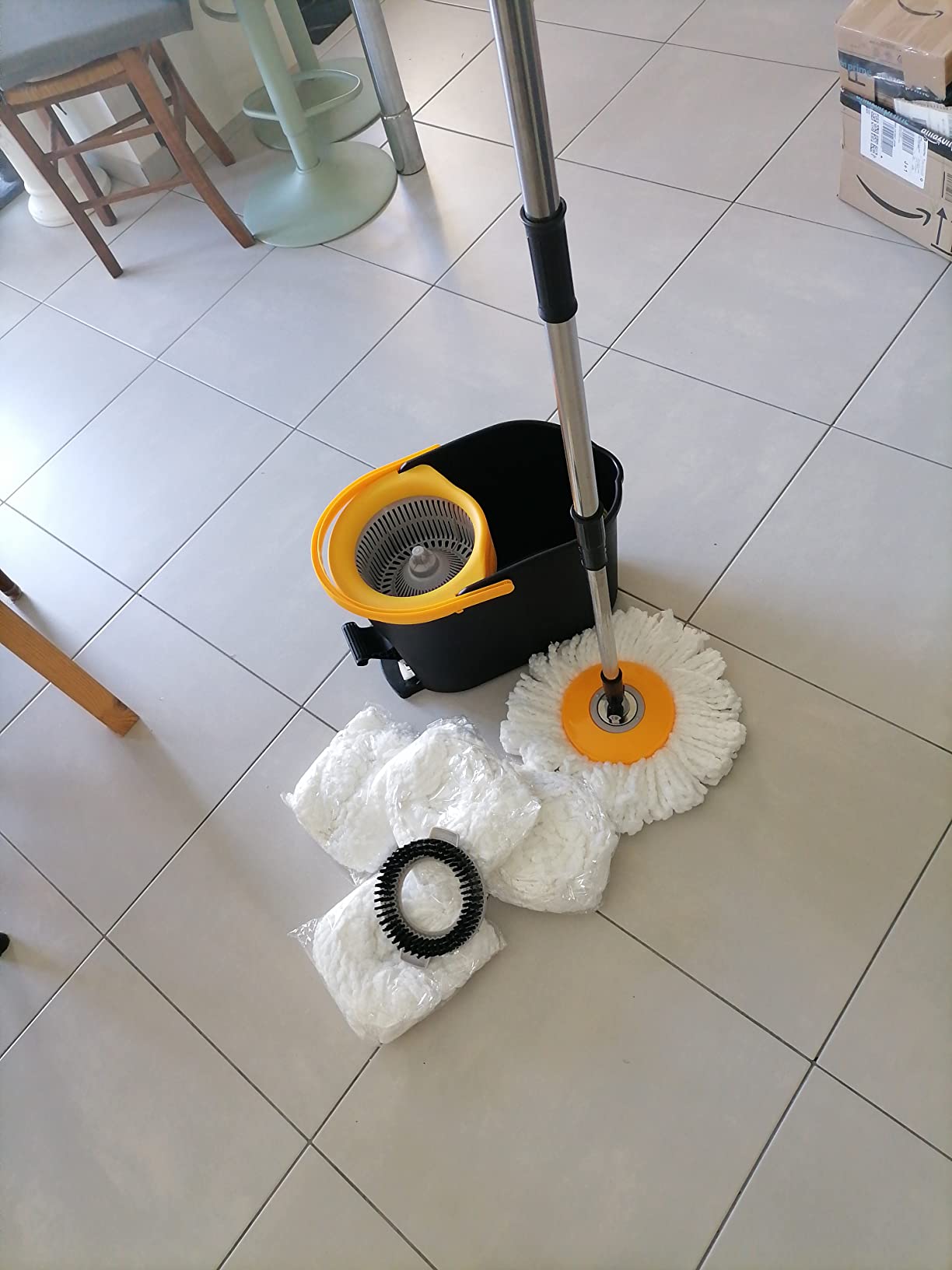 Midyb Seau Essoreur, Serpillière Seau Essoreur a Pedale avec 5 Tampons ...