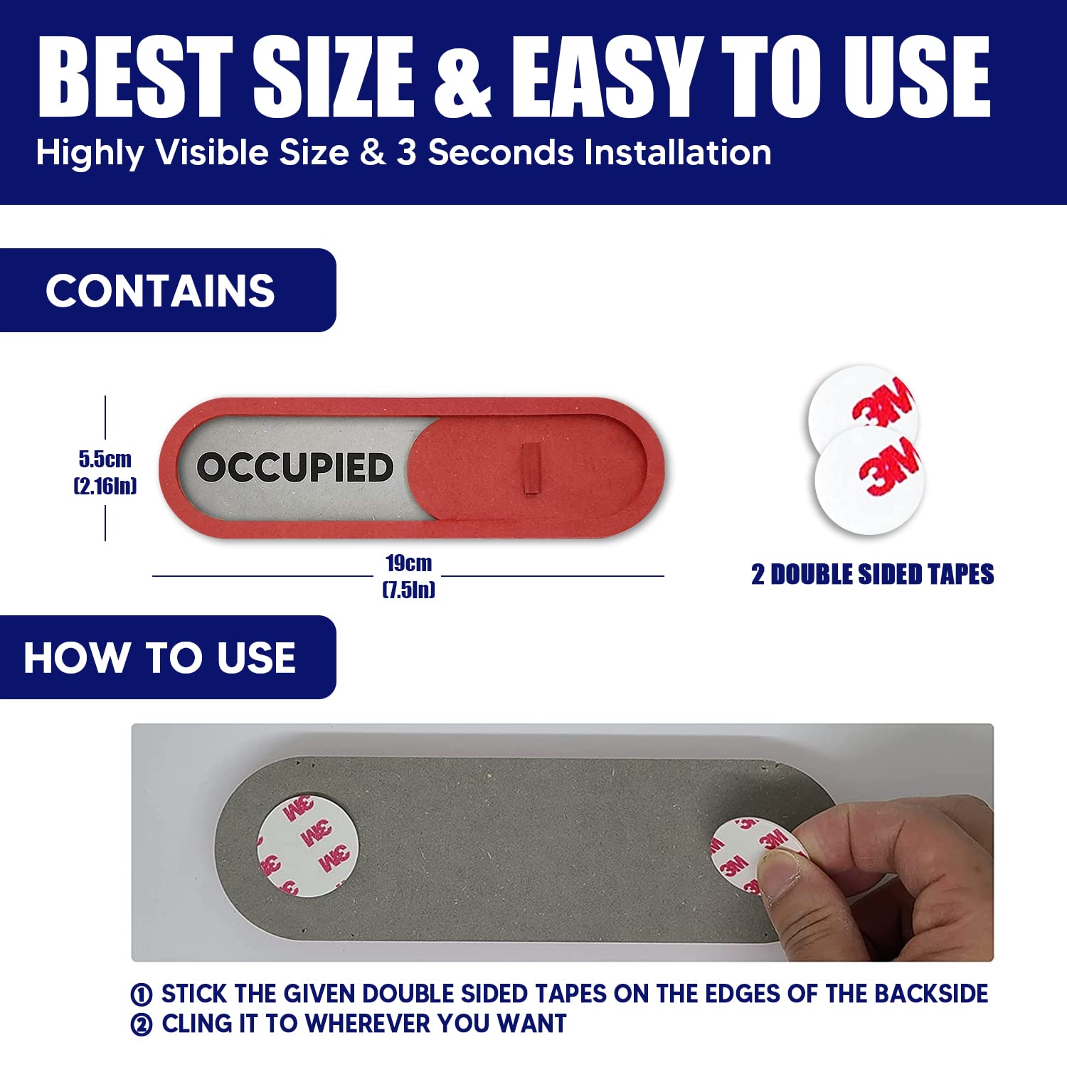 Snapklik.com : GEEKBEAR Vacant/Occupied Slider Sign (Grey) - Made