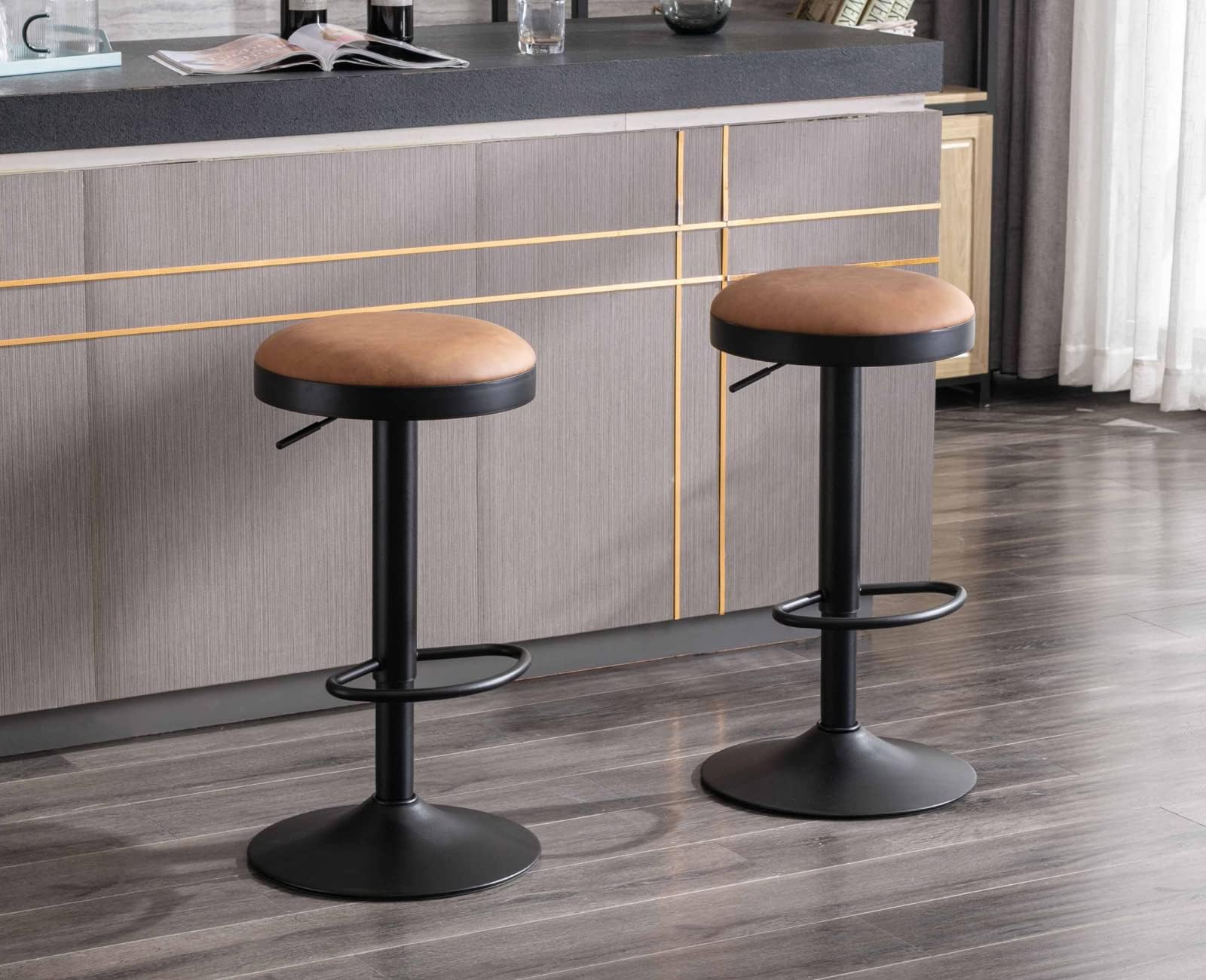 Amazon.com: EALSON Modern Swivel Bar Stools Set of 2 Adjustable Counter ...