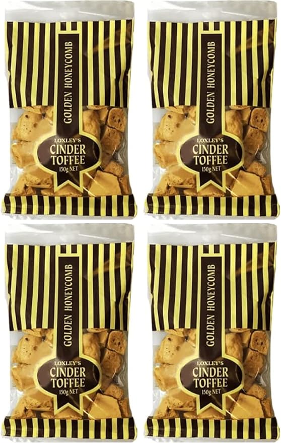 Cinder Toffee Honeycomb Pieces (4 x 150g Bags) - Honey Comb - Loxley's ...