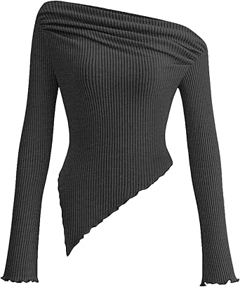PRETTYGARDEN Women's Long Sleeve Y2K Crop Top Trendy Off Shoulder ...