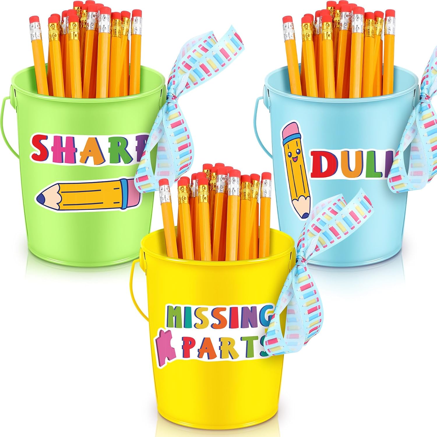 Amazon.com : 3 Set Pencil Buckets for Classroom Include 3 Colorful ...