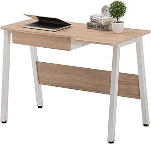 Amazon.com: Wooden Modern Computer Desk Rounded Edges Large Spacious ...