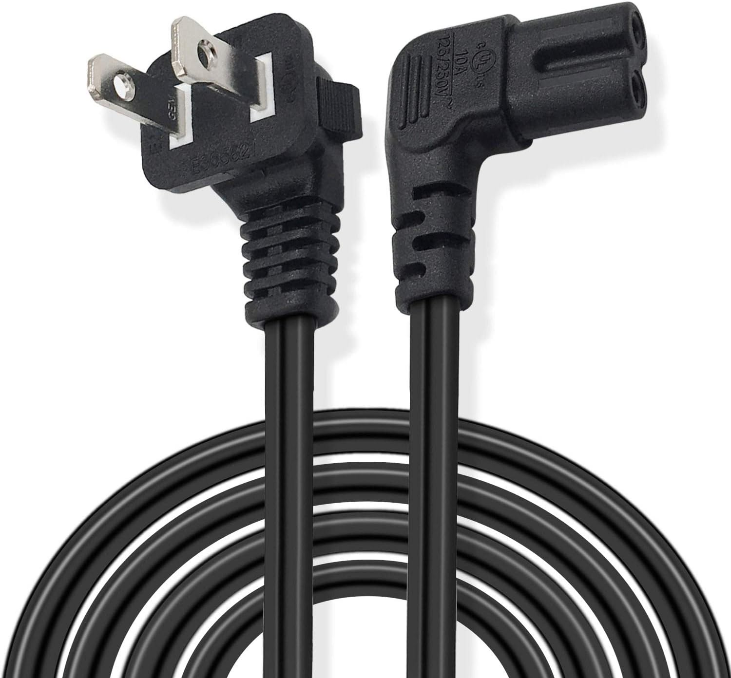 XINYUWIN 6FT 90 Degree Angled 2-Prong Non-Polarized Angle TV AC Power ...