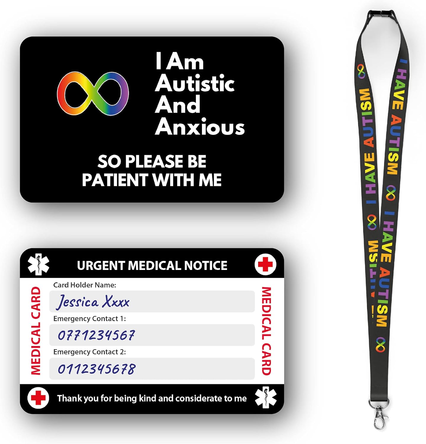 Autism Awareness Medical Card, Autism Card with Writable Panel and ...