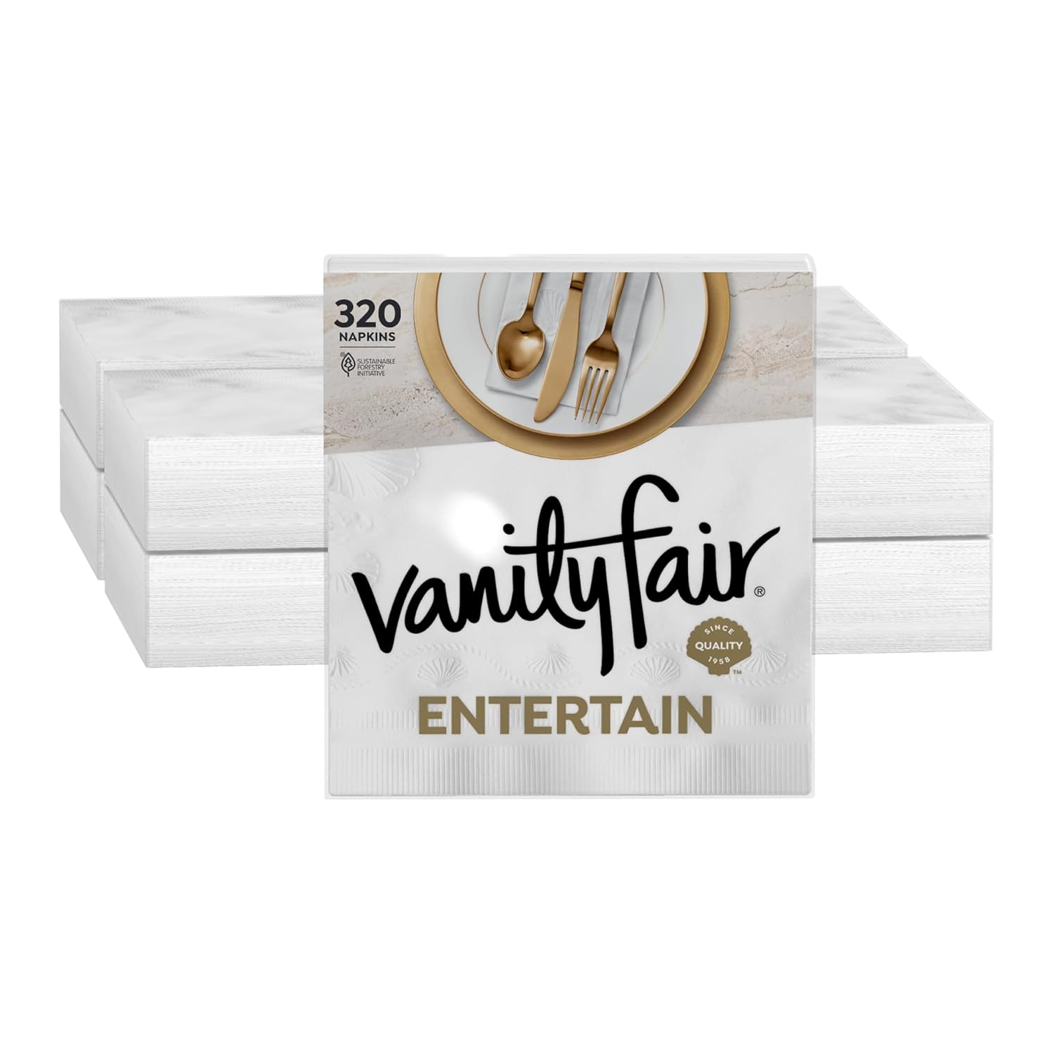 Vanity Fair Entertain Dinner Napkins, 320 Count, White Paper Napkins ...
