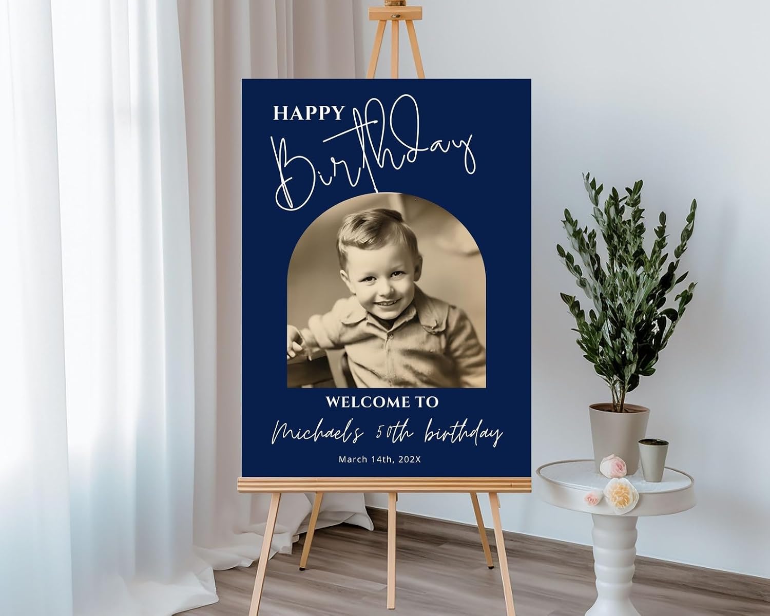 Amazon.com: Happy Birthday Welcome Sign With Photo Custom Any Age 40th ...