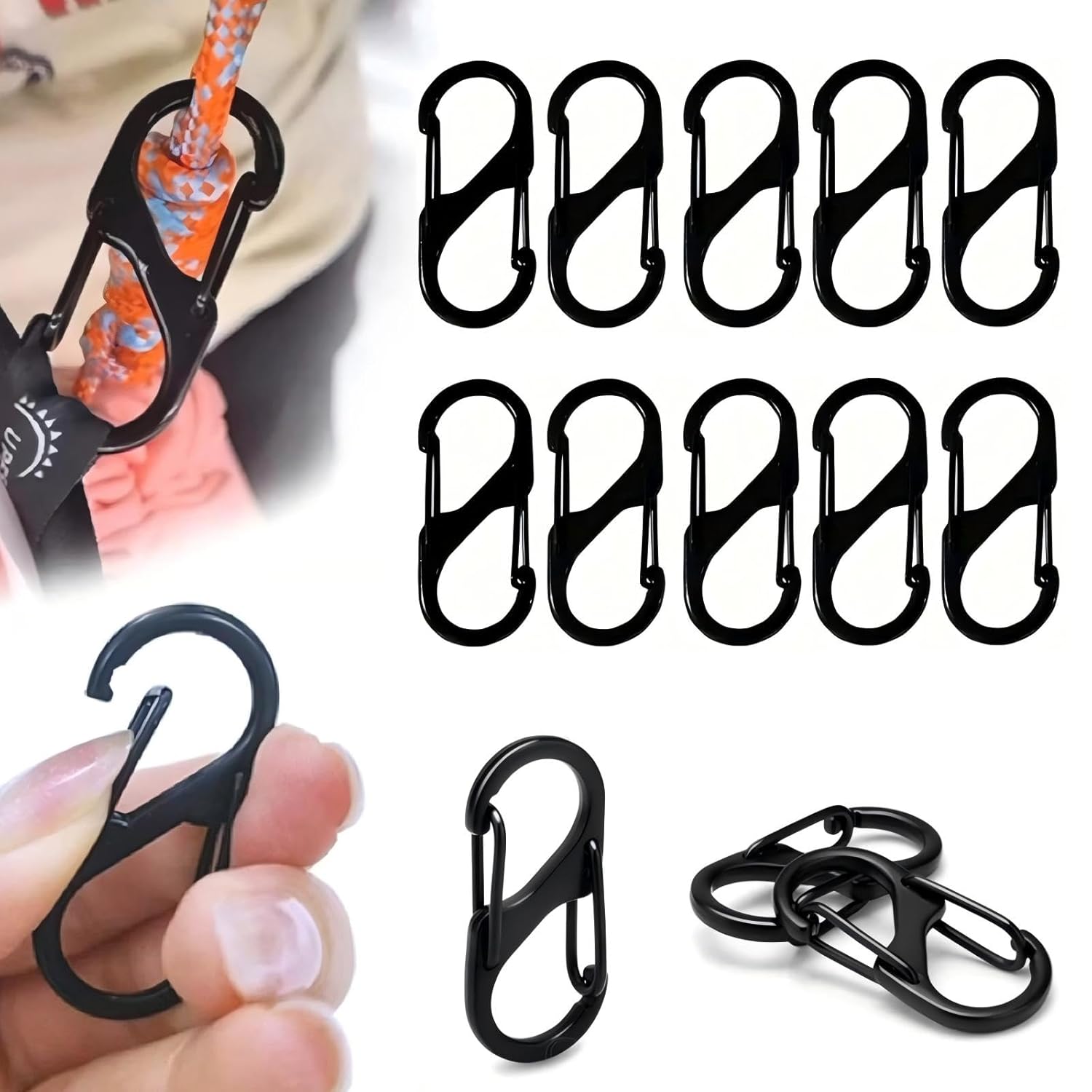Sunkizzrs® Dual Hook S Carabiners（40 MM, Pack of 10）—Quick Release ...