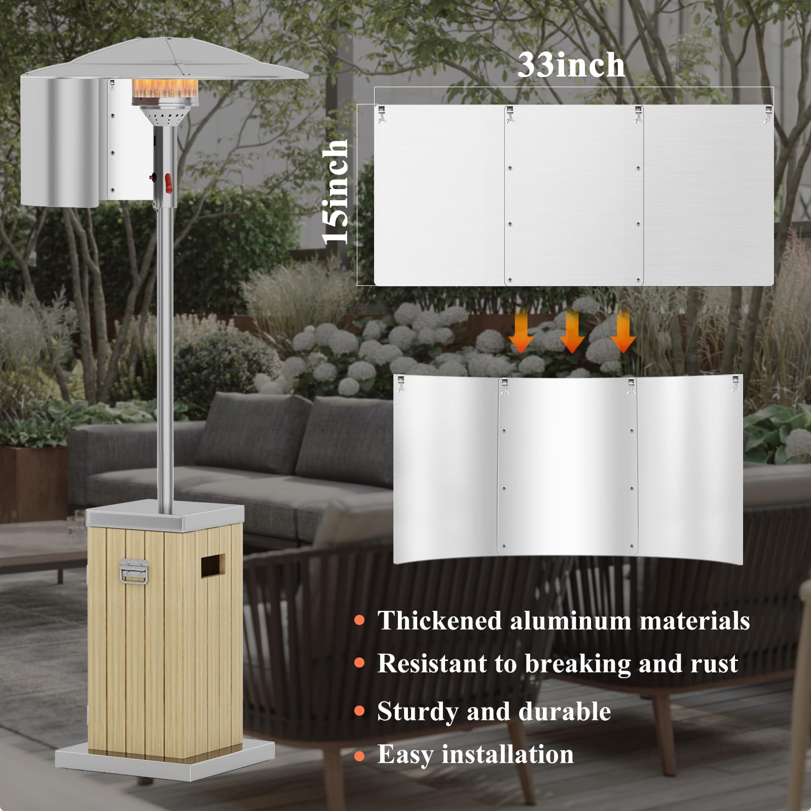 Snapklik.com : Patio Heater Reflector Shield, Heat Focusing Reflector ...