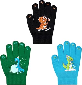 Amazon.com: 3 Pairs Kids Knitted Mittens Toddler Winter Gloves Boys ...