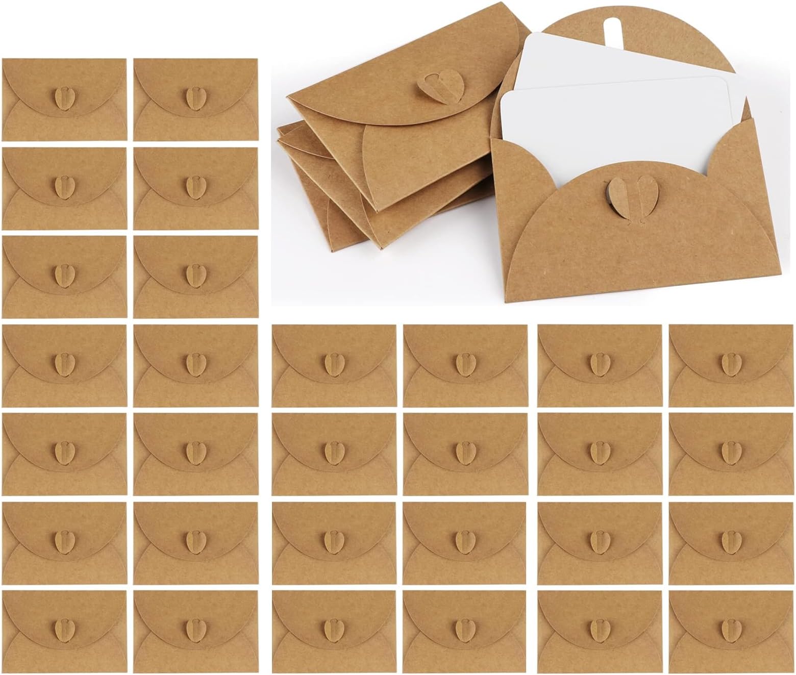 JEKUGOT 30 Mini Envelopes with Cards, Vintage Mini Kraft Paper ...