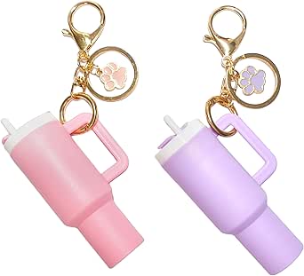 Huoter 2-Pack Mini Cup Keychains Set - Cute Alloy & Plastic Keychain ...