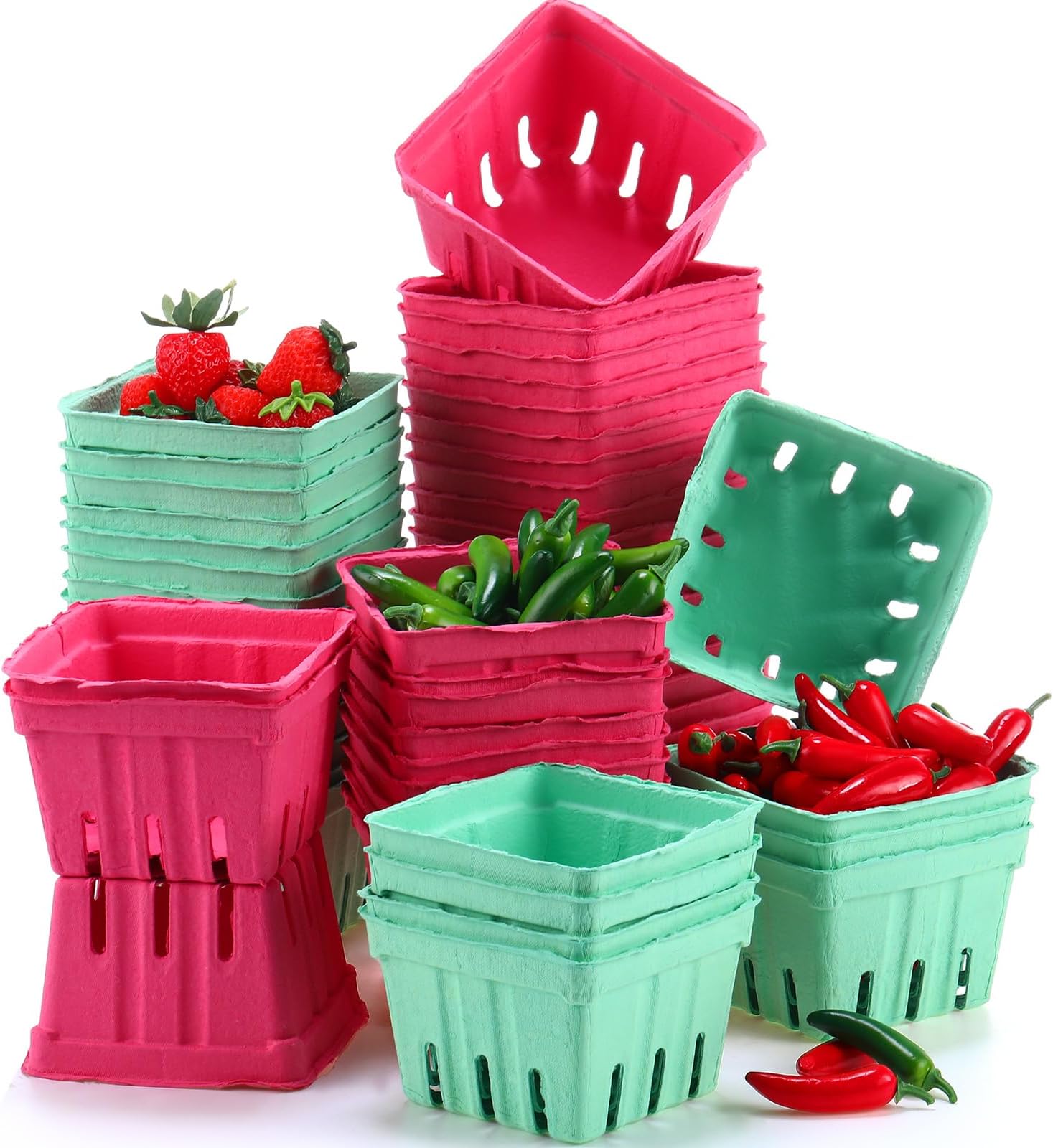 Amazon.com: Suzile 300 Pcs 1 Quart Molded Pulp Fiber Berry Basket ...