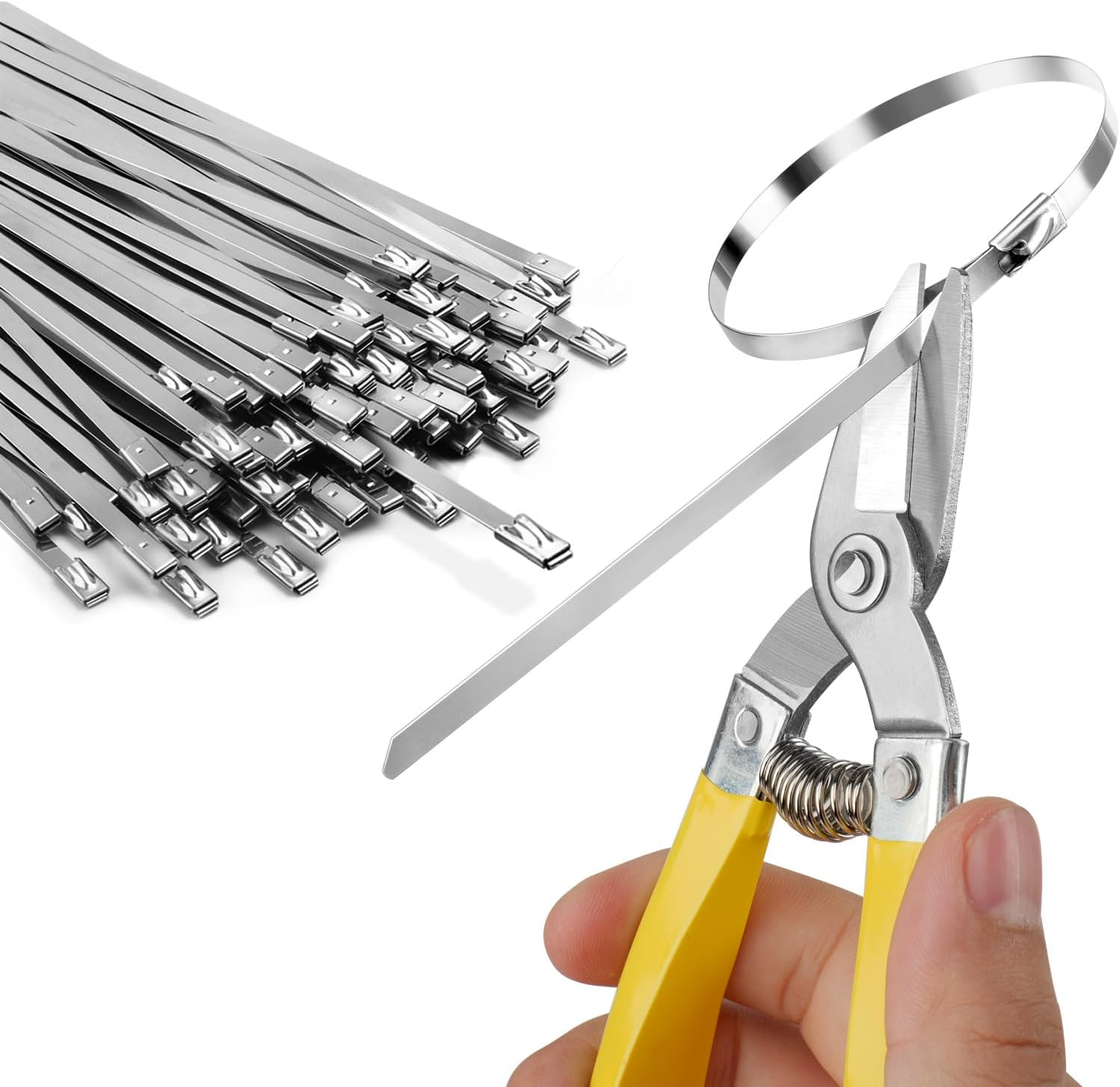 Amazon.com: Sinlon Heavy Duty Metal Zip Ties (With Tie Cutter) - Uv ...