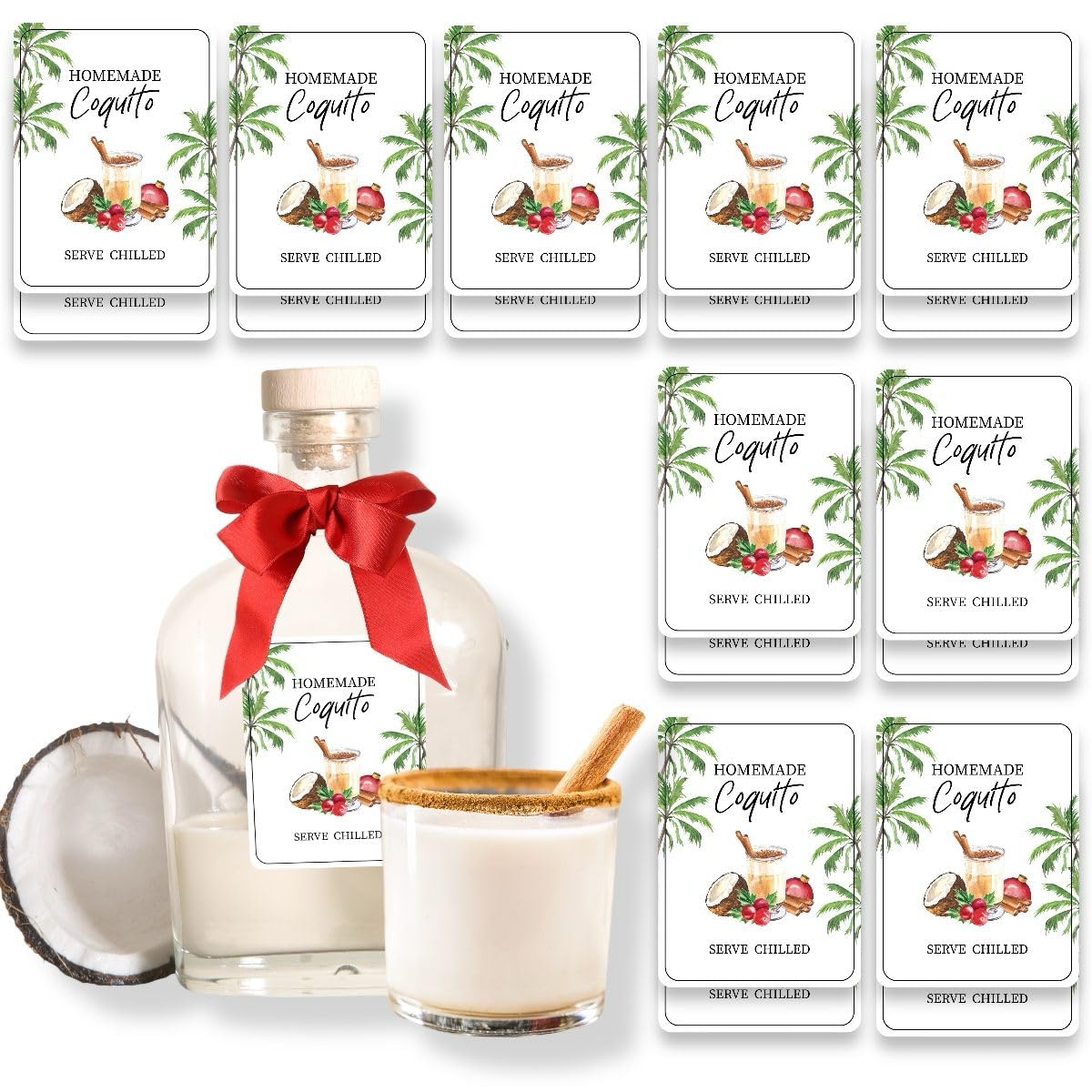 Snapklik.com : 18pcs Coquito Labels For Bottles Christmas