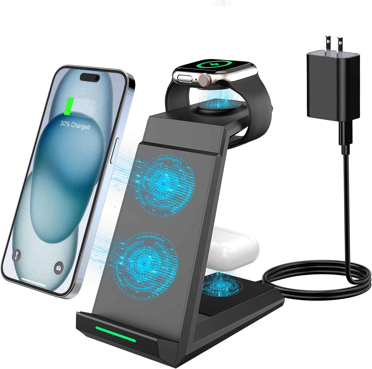 Amazon.com: Wireless Charging Station, 3 in 1 Fast Desk Charging ...