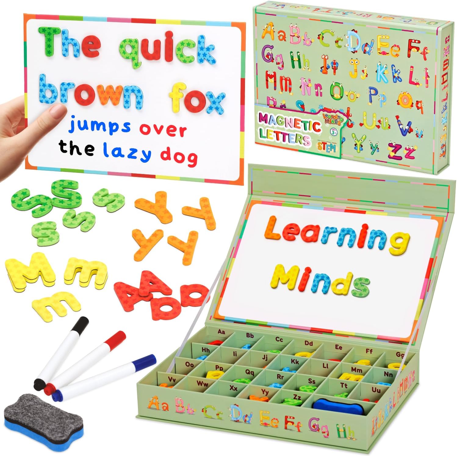 Learning Minds Magnetic Letters - Alphabet Foam Letters & Play Desk ...