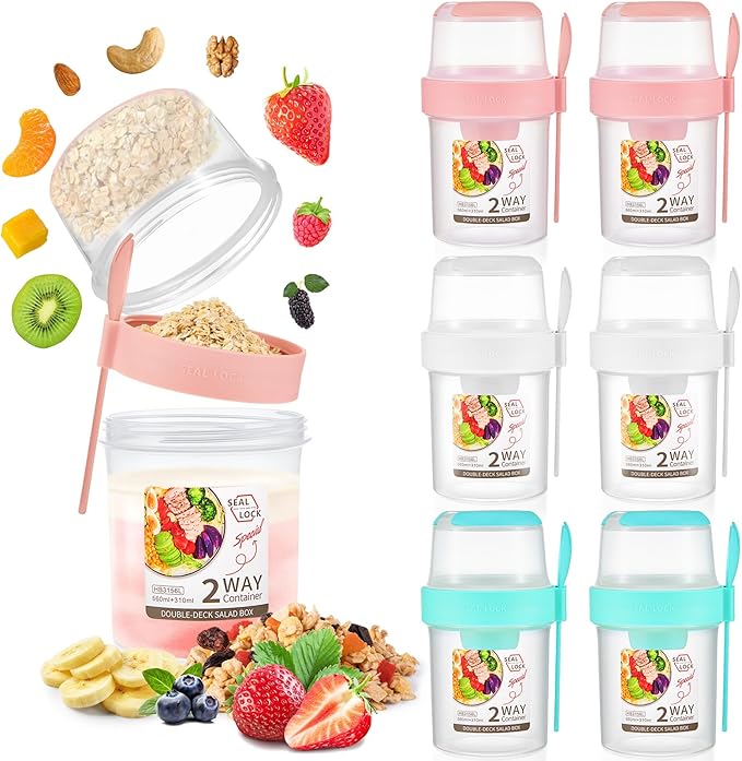 Amazon.com: Roshtia 6 Pack 30 oz Yogurt Parfait Cups with Lids Reusable ...