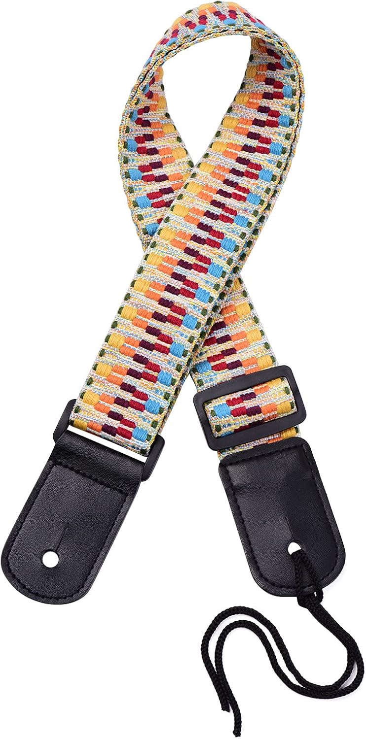 Adjustable Ukulele Strap Soft Cotton Rainbow Woven Shoulder Belt with ...
