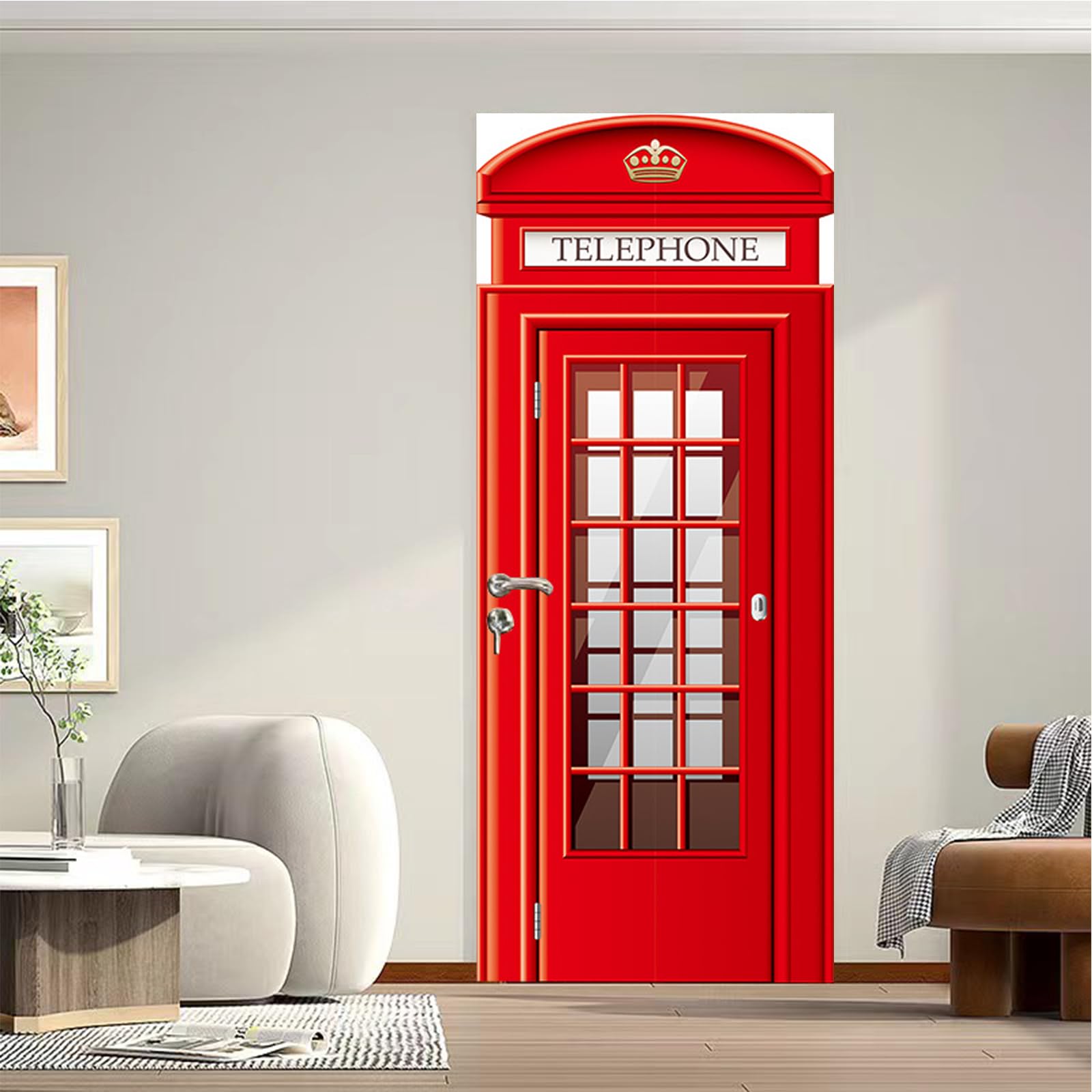 English Phone Booth Door Cover, Large Fabric Red Telephone Box Door ...