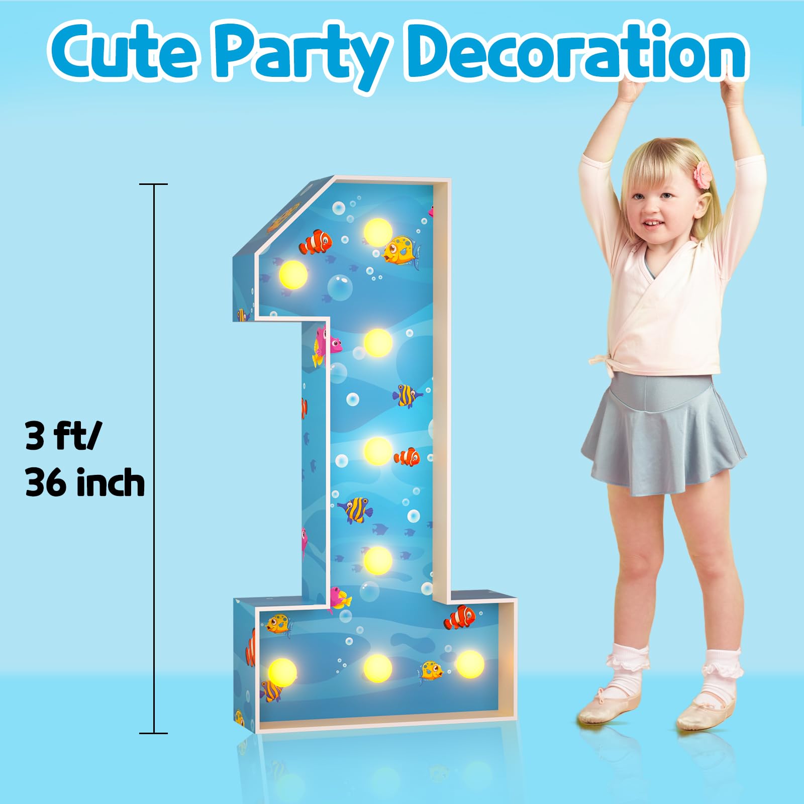 Snapklik.com : Marquee Numbers Ocean 1st-Birthday Decorations: 3ft ...