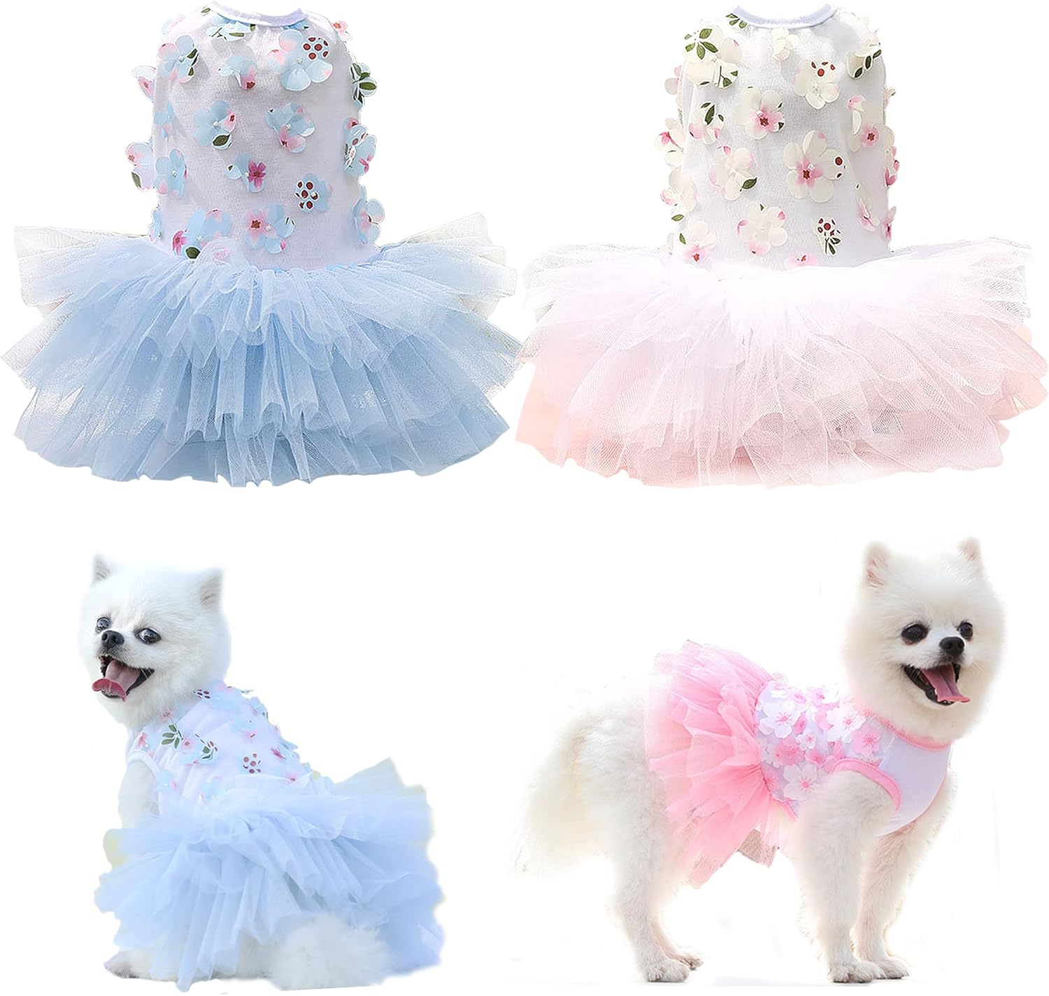 Amazon.com : 2 Pieces Dog Dresses for Small Dogs Girl Summer Puppy ...