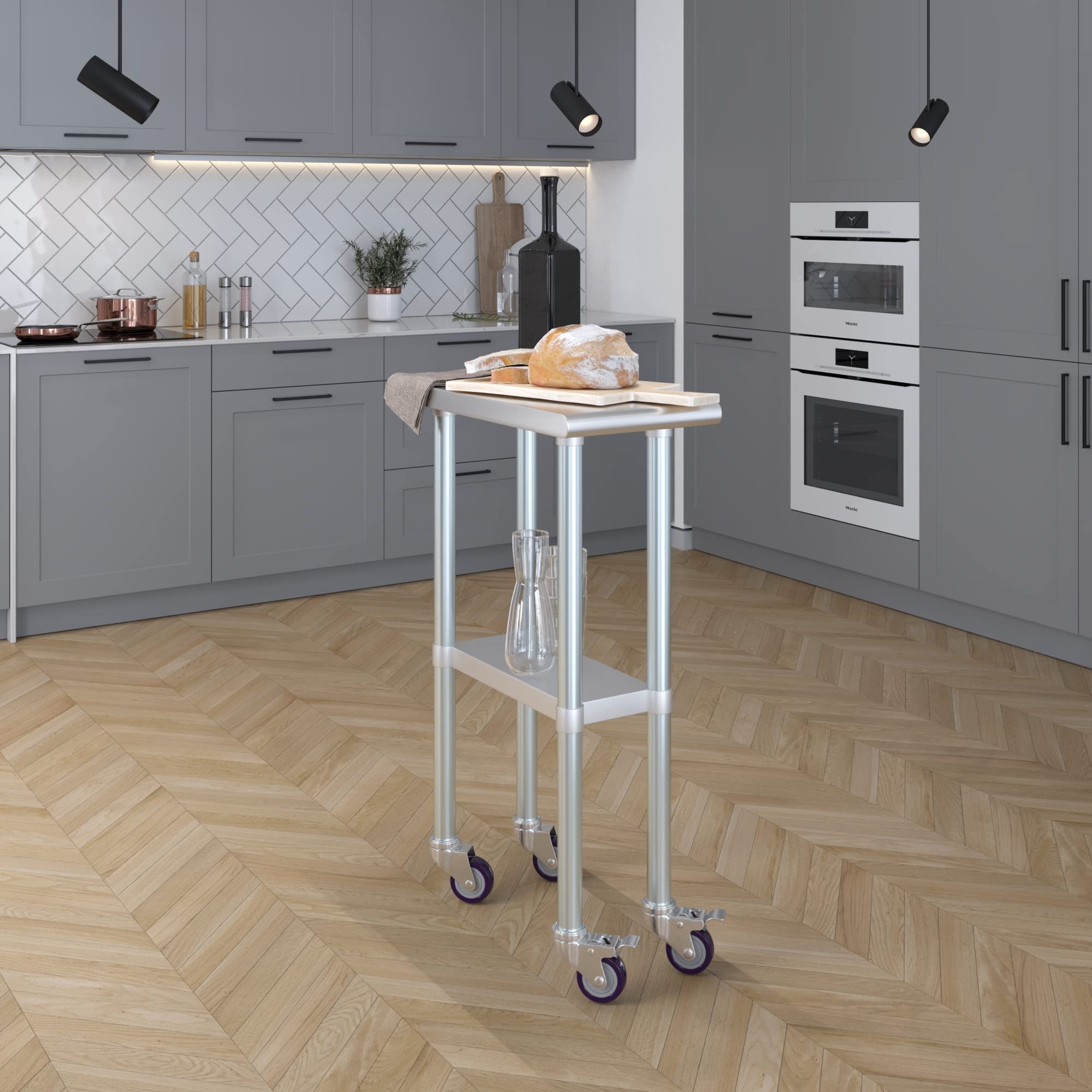 Utility Table With Wheels NEW AGE, Fixed Ht, Aluminum, Fixed Height