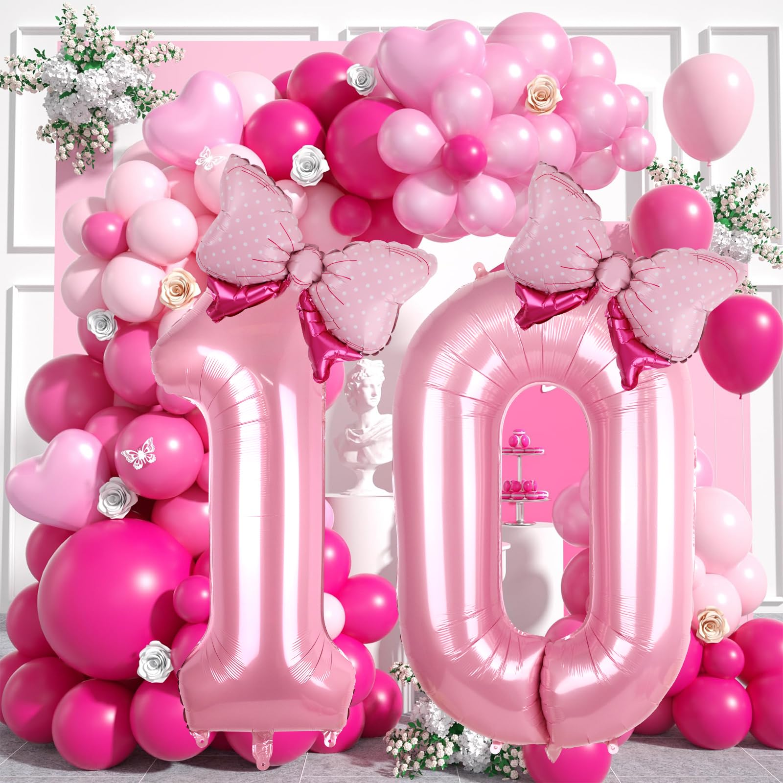 Snapklik.com : LEBERY Pink Bow Balloons 40 Inch Pink Number 1 Balloon ...