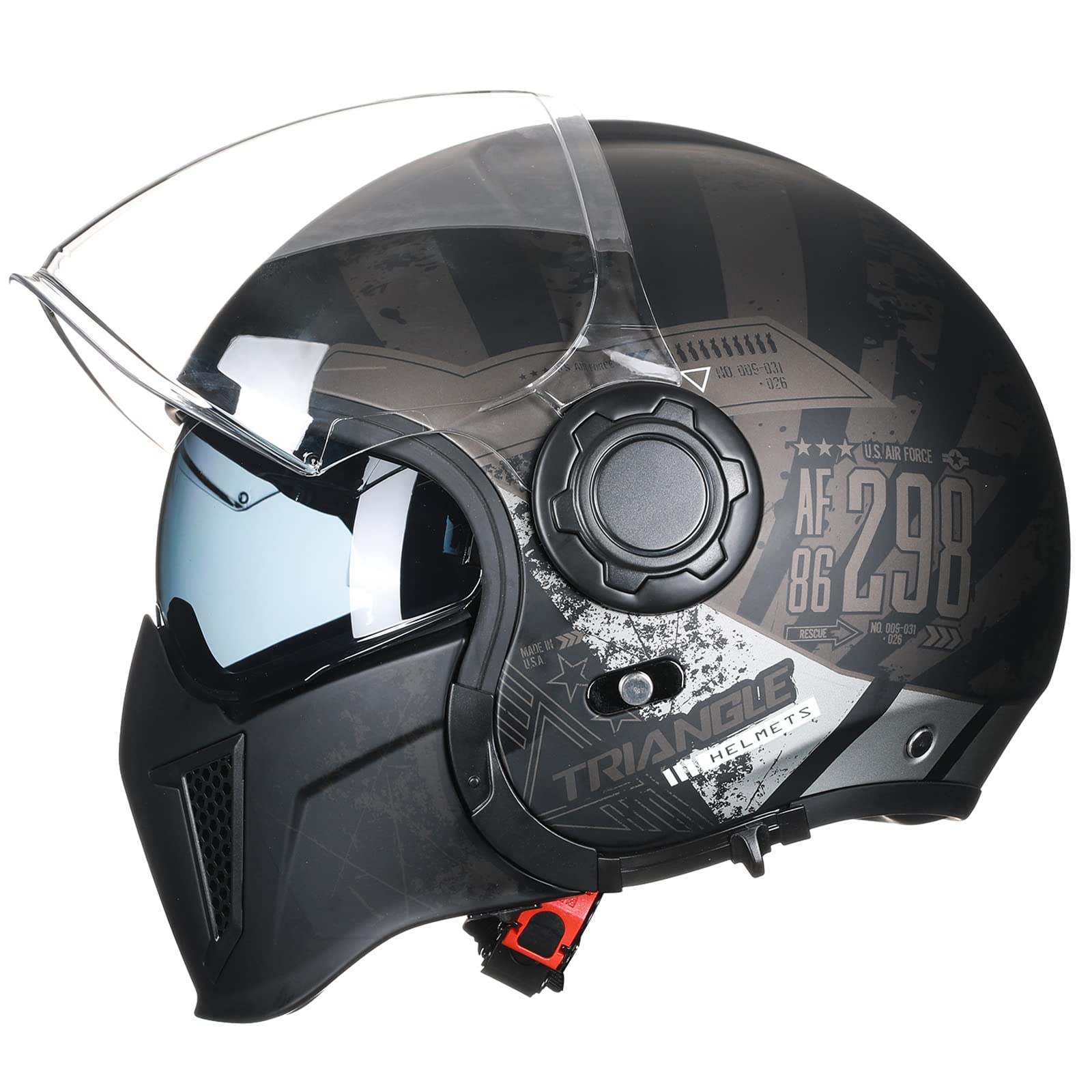 TRIANGLE Open Face Motorcycle Helmet Half for Men Cruiser Scooter ...