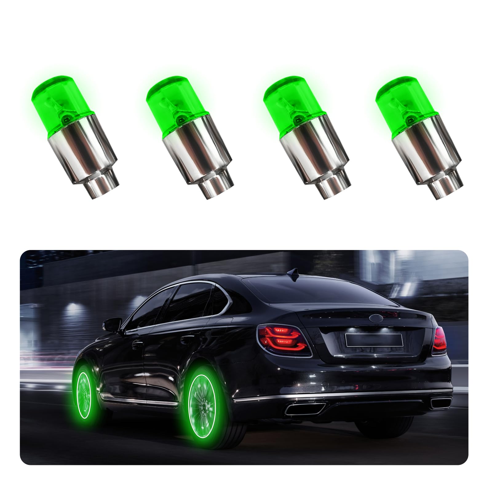 Amazon.com: Gasedin 4 PCS LED Tire Valve Stem Cap Lights, Cool Light ...