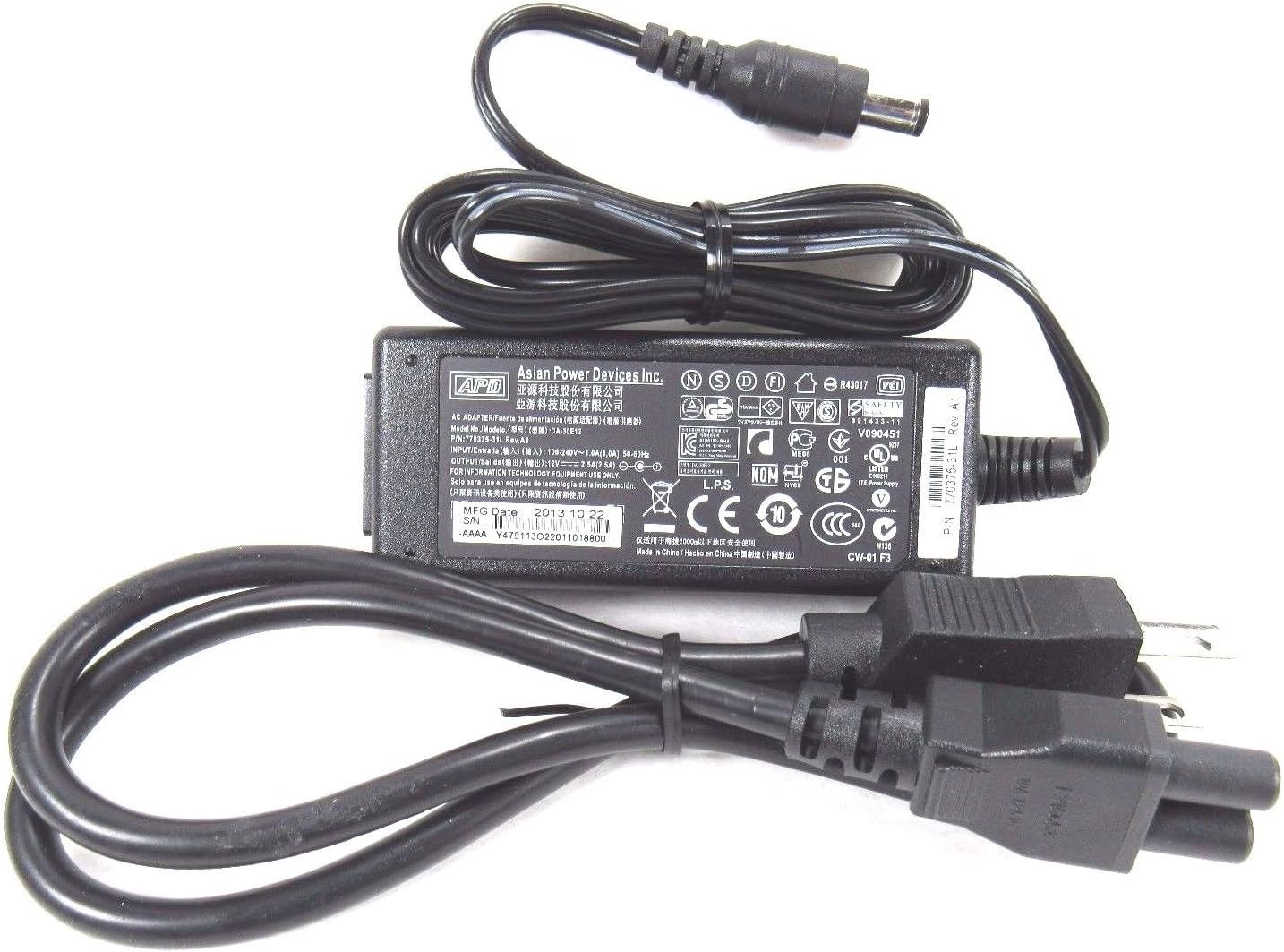 Amazon.com: ASIAN POWER DEVICES APD DA-30E12 AC ADAPTER 770375-31L WYSE ...