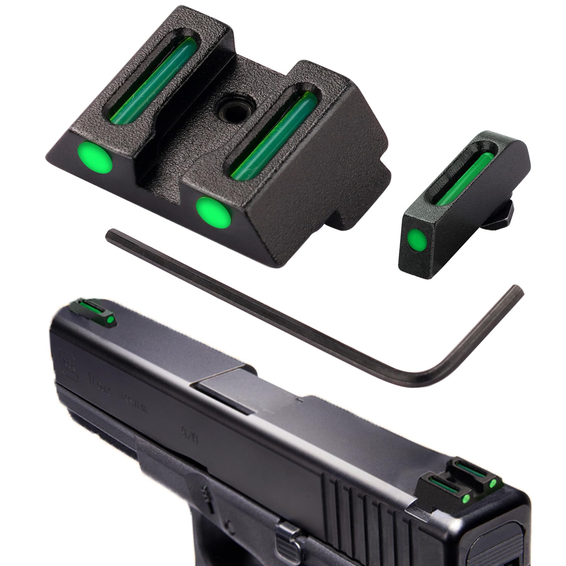 Amazon.com : TRSAIM No-Tritium Fiber Optic Sights for Glock 17, 17L, 19 ...