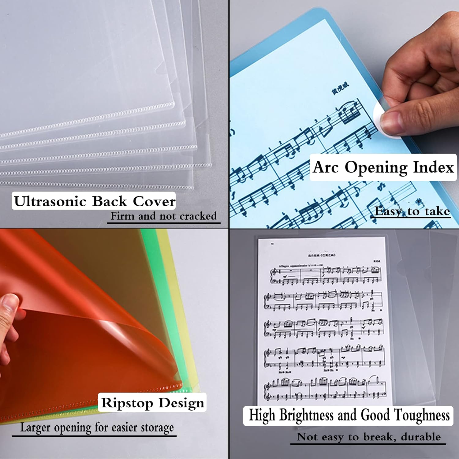 Buy Clear Folders Plastic Project Pockets (50 Pack,Assorted 10 Colors ...