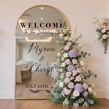 Amazon.com: Custom Wedding Mirror Decal Personalized Welcome to Our ...