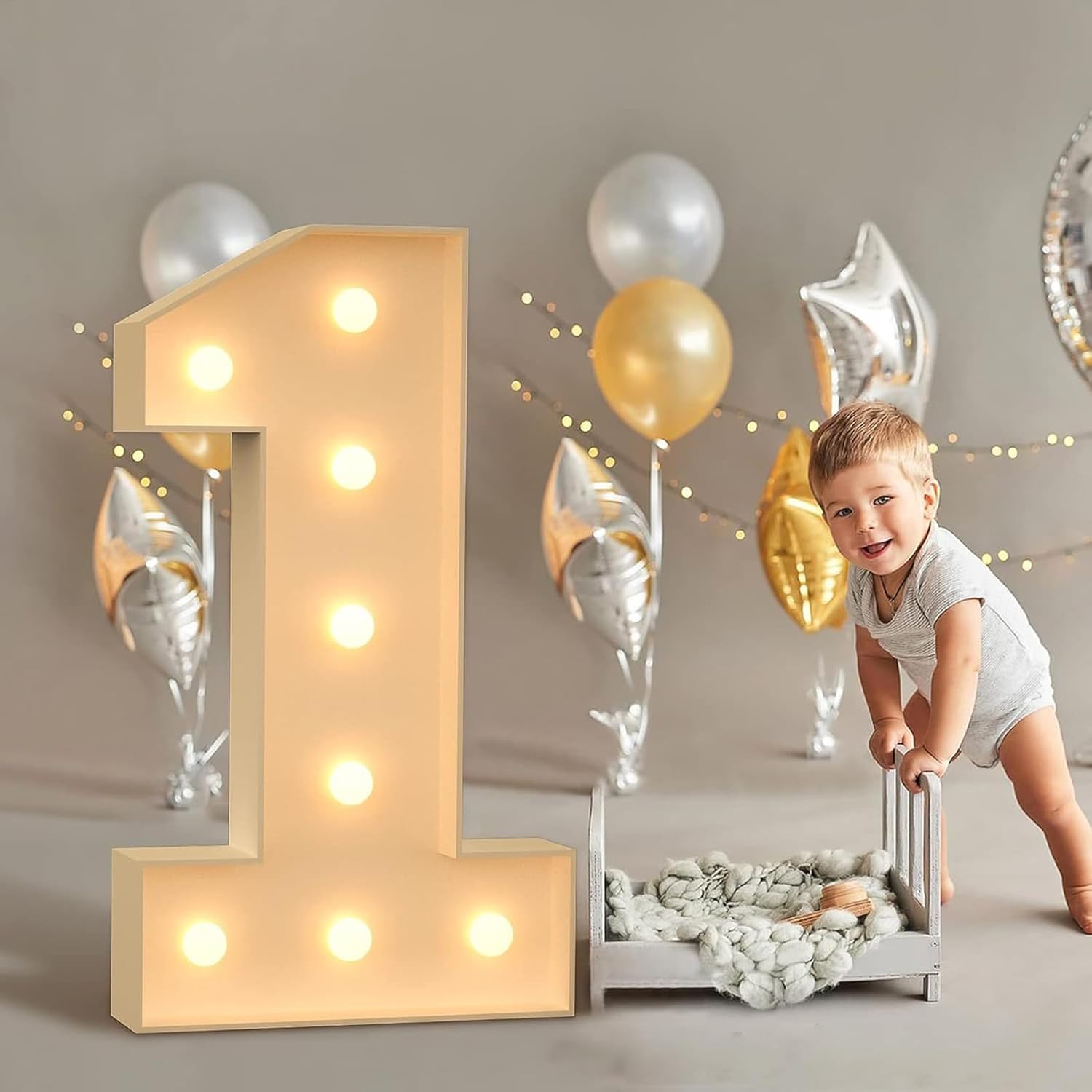 Light Up Number 1, LED Alphabet Lights Marquee Decoration Light Up Sign ...
