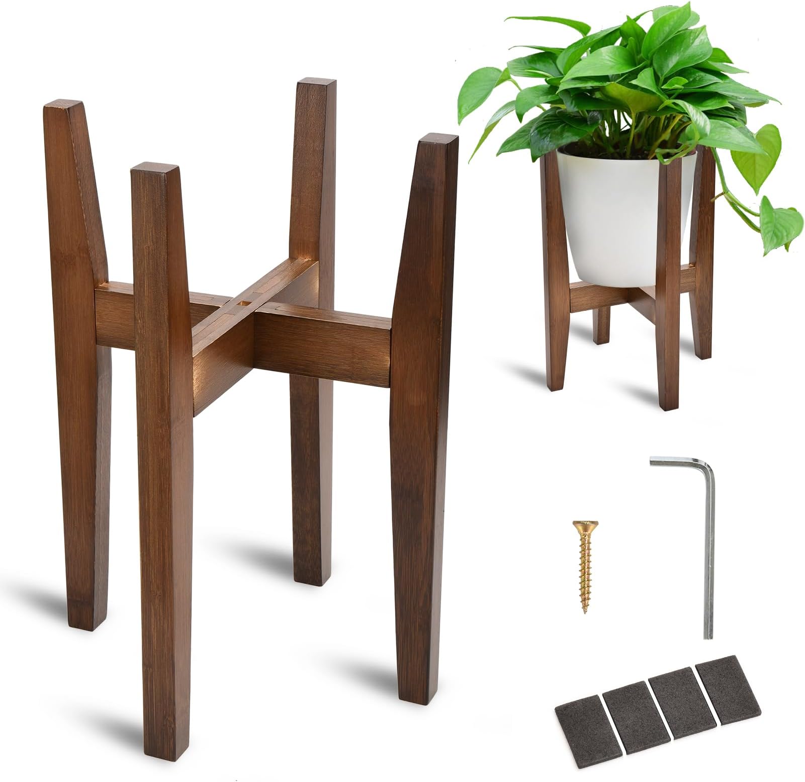 Amazon.com: Sophia Mills Mid Century Plant Stand - Solid Wood Item ...