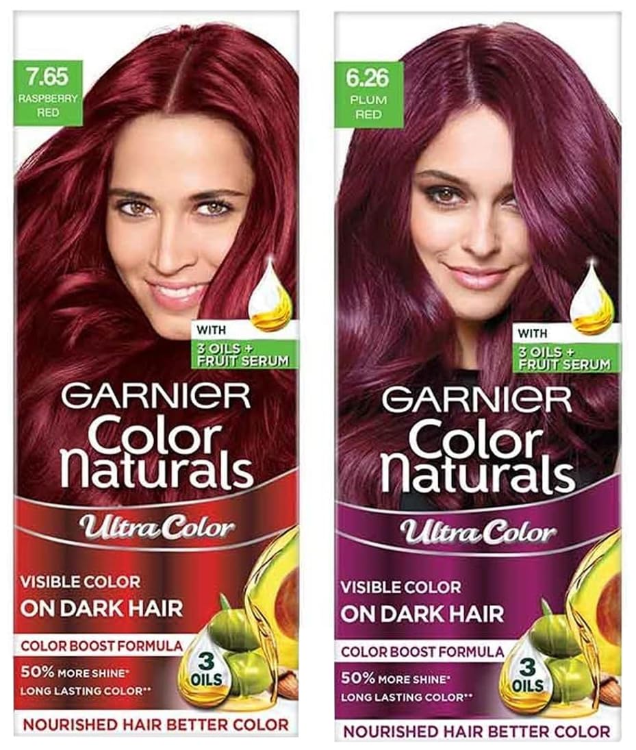 Garnier Color Naturals Creme Riche Hair Color, 765 Raspberry Red, 55ml ...
