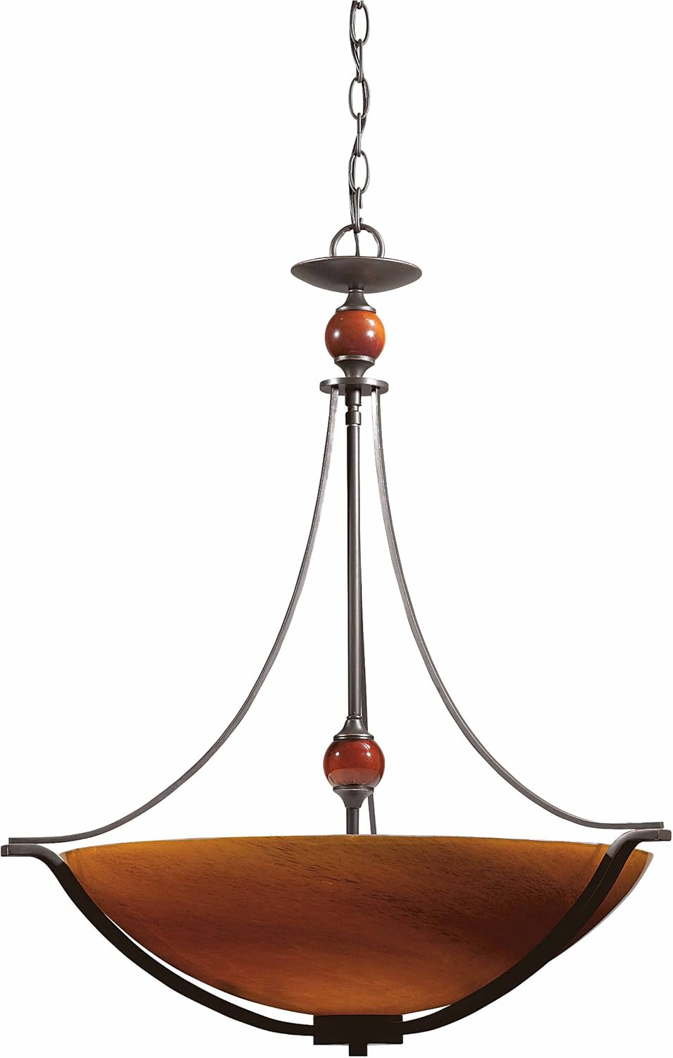 Triarch International 29462-BZ Halogen Pendant with Amber Art Glass ...