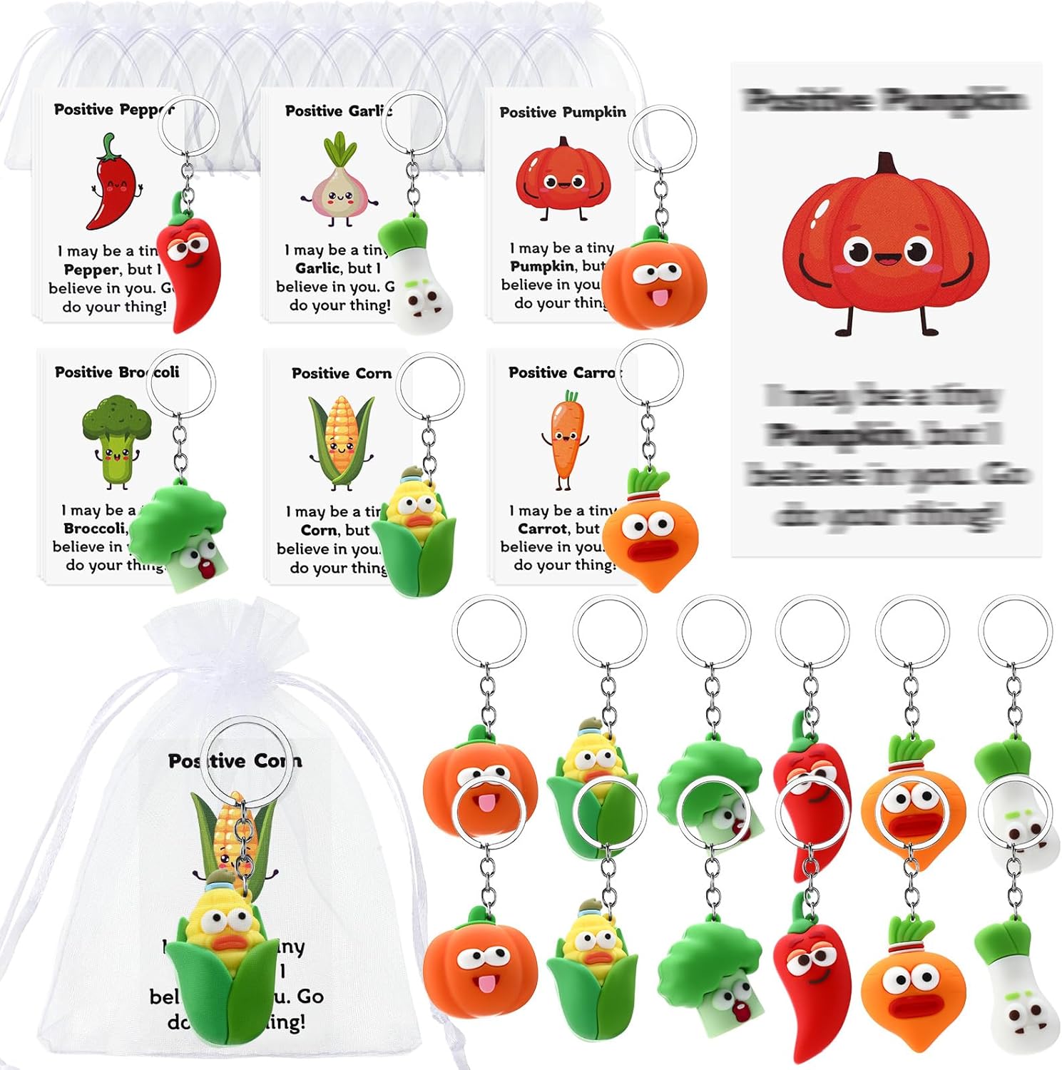 Amazon.com: Quelay 24 Sets Inspirational Positive Vegetable Keychains ...