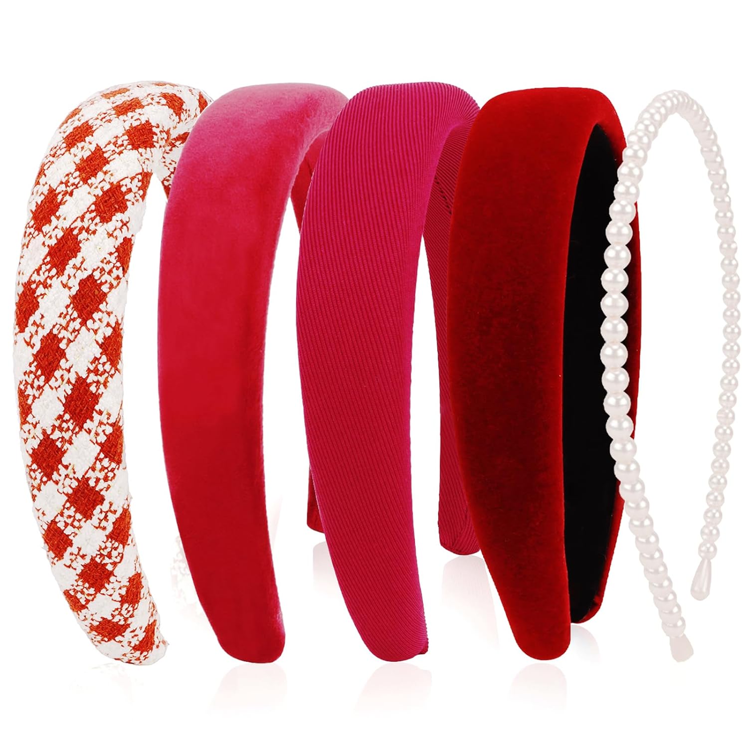 Amazon.com : KICOSY 5PCS Red Headbands for Women Red Velvet Padded Head ...
