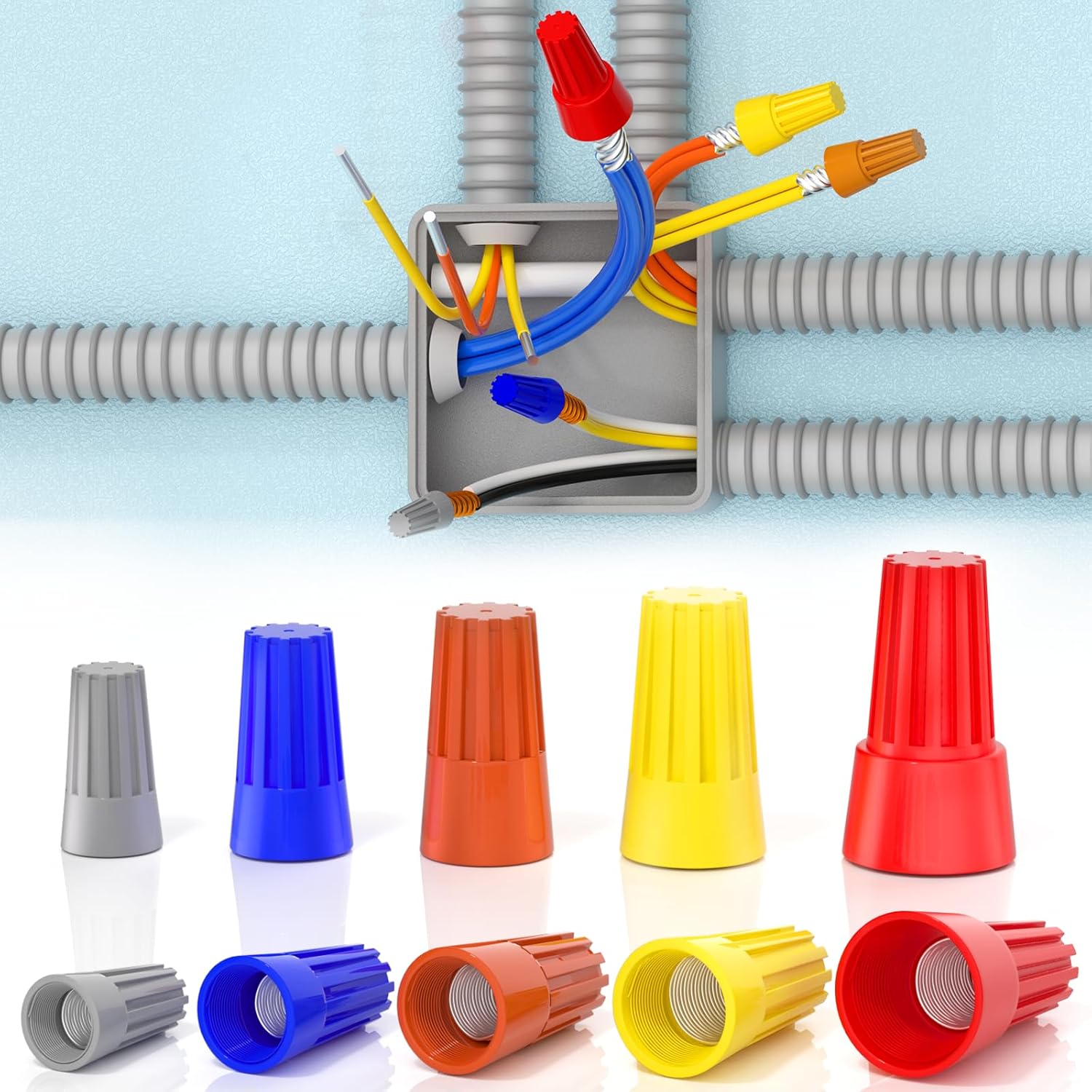 25 Pcs Wire Nuts Wire Caps Electrical Wire Connectors with Spring Small Wire Nuts Assortment Kit ...