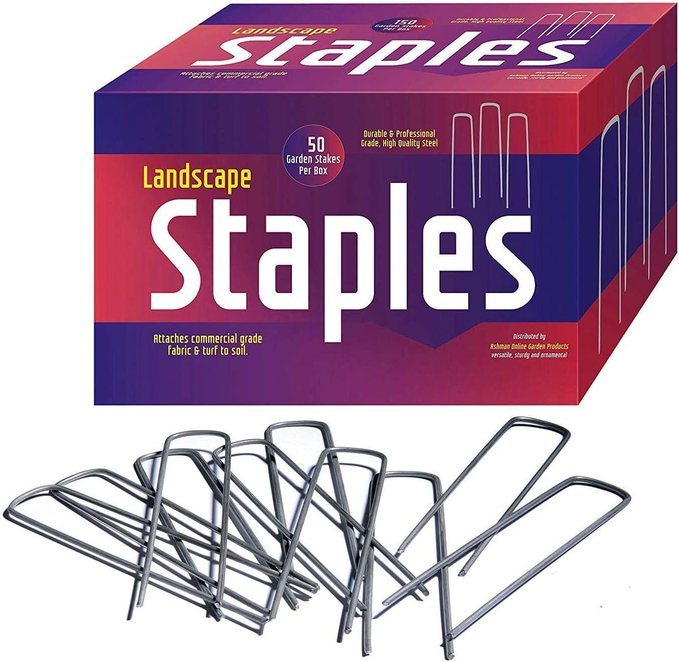 Amazon.com : Ashman Galvanized Garden Stakes Landscape Staples and ...