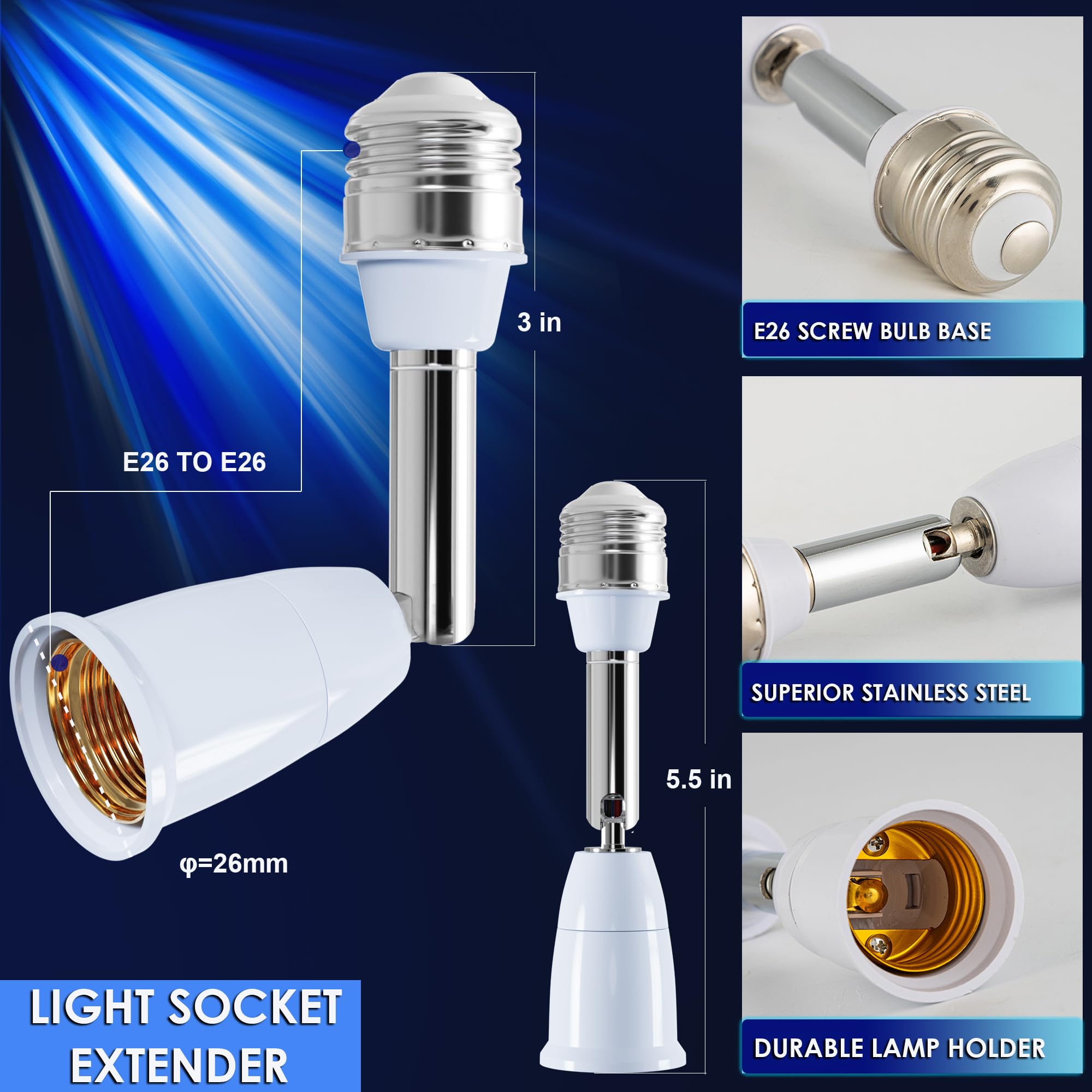 Snapklik.com : Light Socket Extender - Light Bulb Extender 180 Bending ...