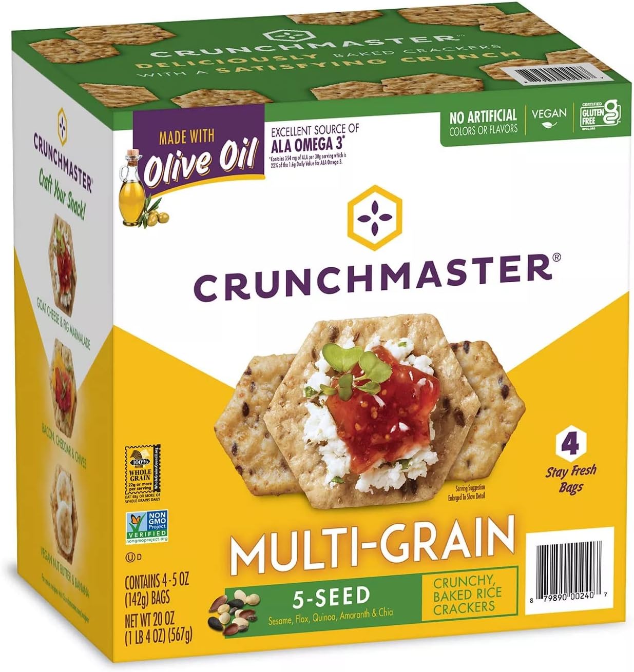 Amazon.com: Crunch Master 5 Seed Multi-Grain Cracker with Olive Oil (5 ...