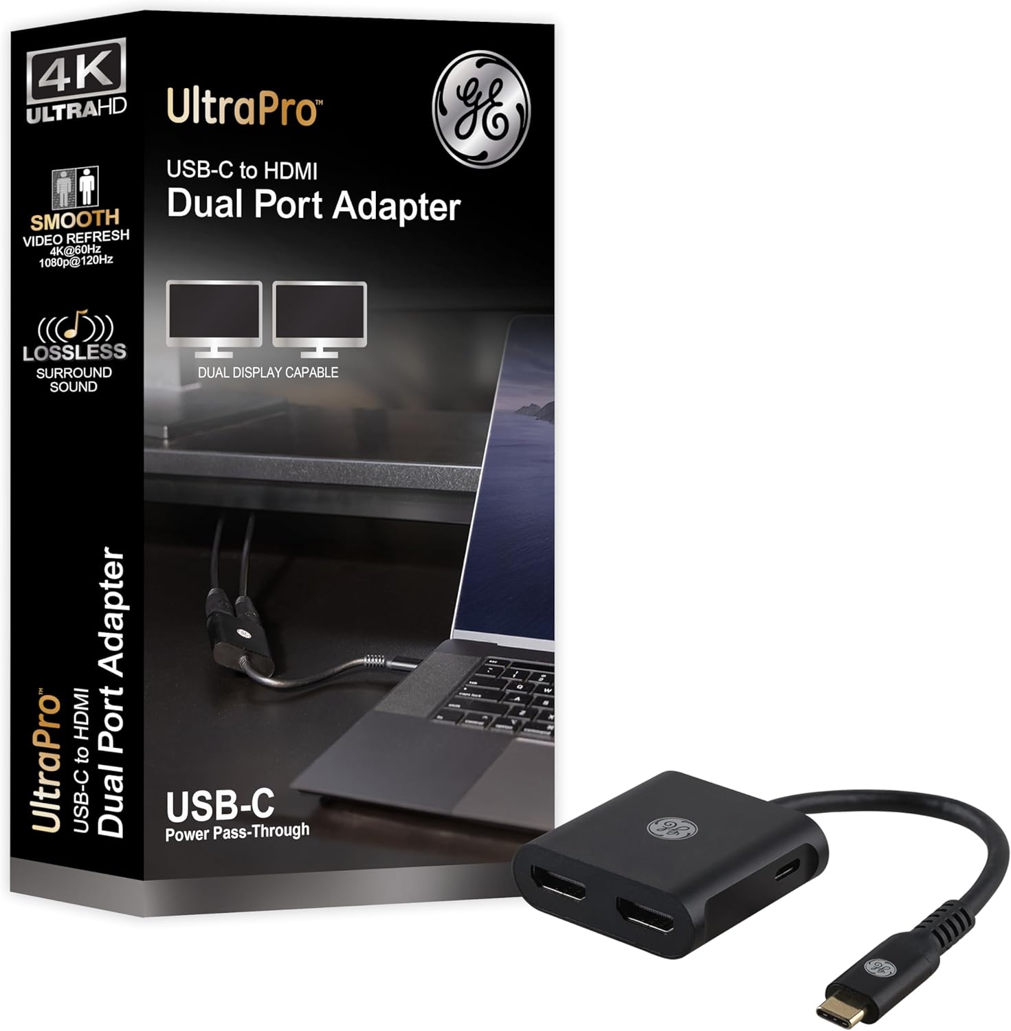 Amazon.com: GE USB-C to Dual HDMI Adapter 4K @60hz, Type C to HDMI Converter, Display, Splitter ...