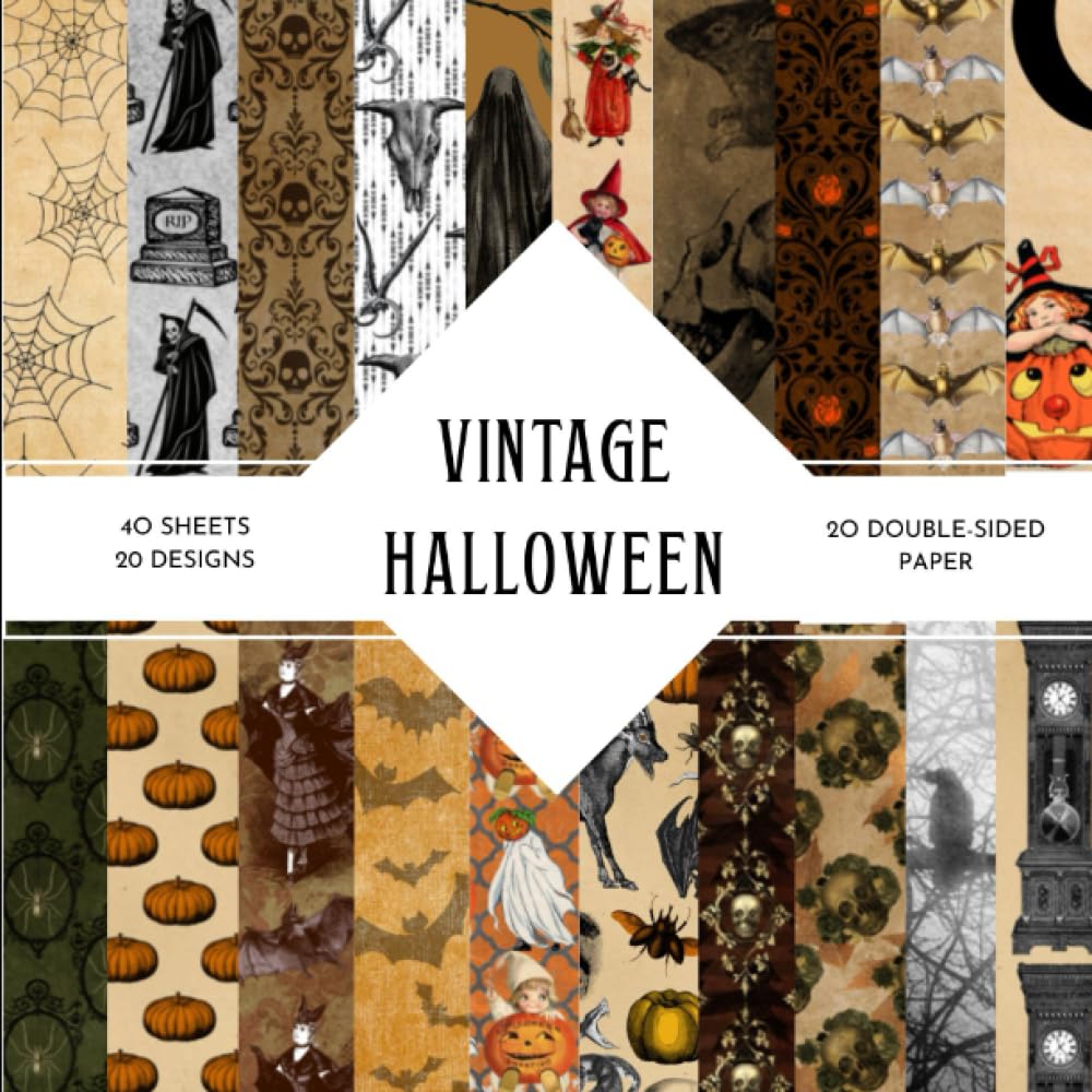Amazon.com: Vintage Halloween Scrapbook Paper: | 8,5 x 8,5 size | 40 ...