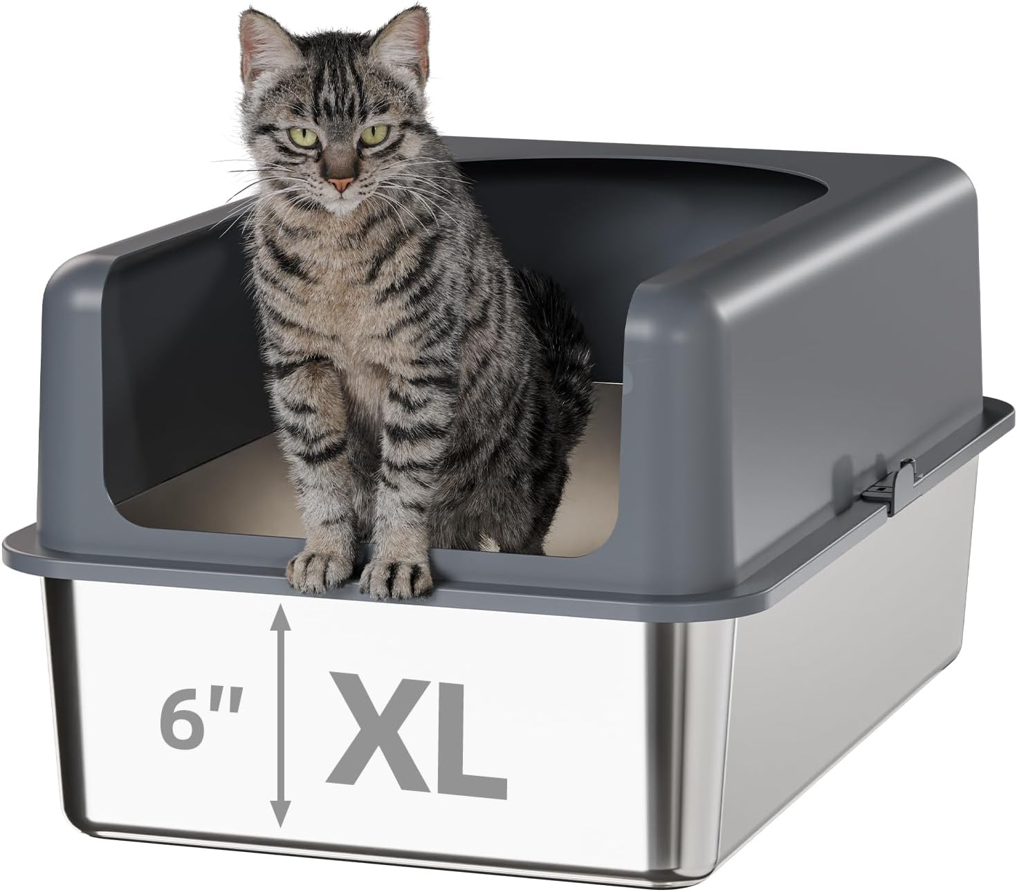 Amazon.com: Stainless Steel Litter Box with Lid, Extra Large Cat Litter ...