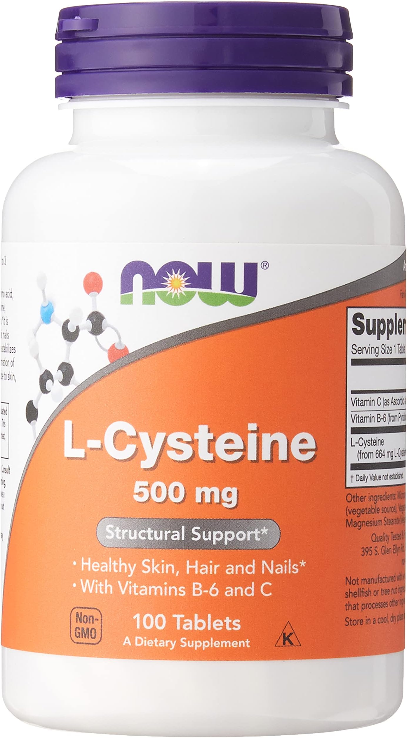 Amazon.com: NOW FOODS Cysteine (L) 500mg Tb, 100 CT : Health & Household