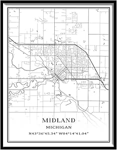 Amazon.com - Tanokcrs Midland Michigan America Wall Art City Map ...