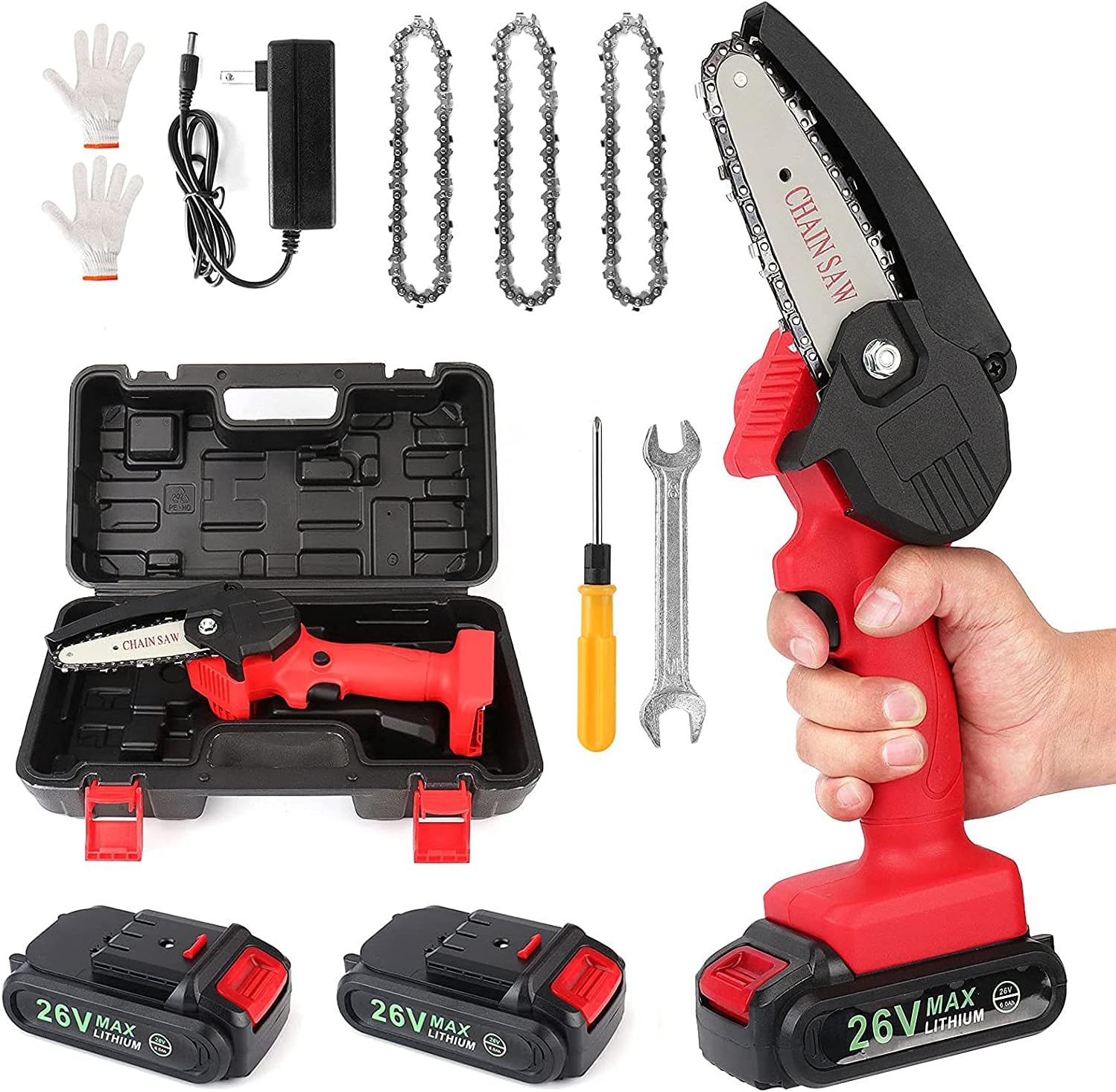 Amazon.com: Mini Cordless Chainsaw Kit, Upgraded 6" One-Hand Handheld ...